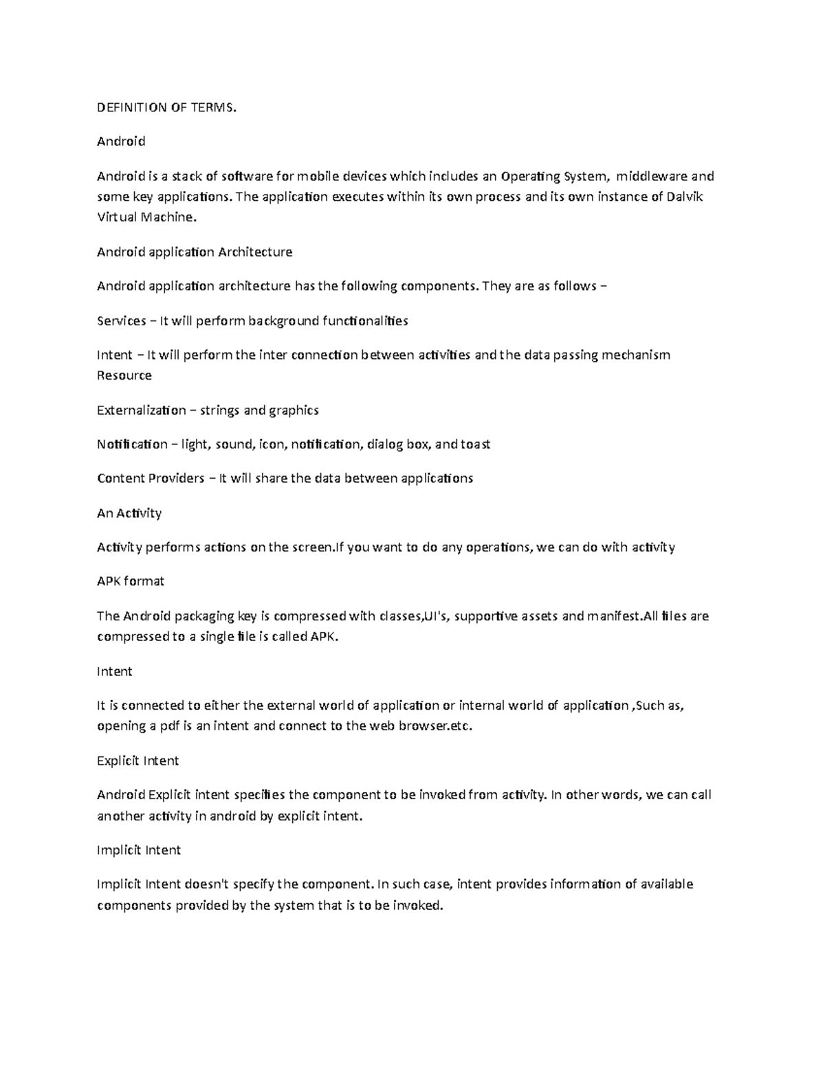 Android Terms - Zariguta Karnenera - DEFINITION OF TERMS. Android ...