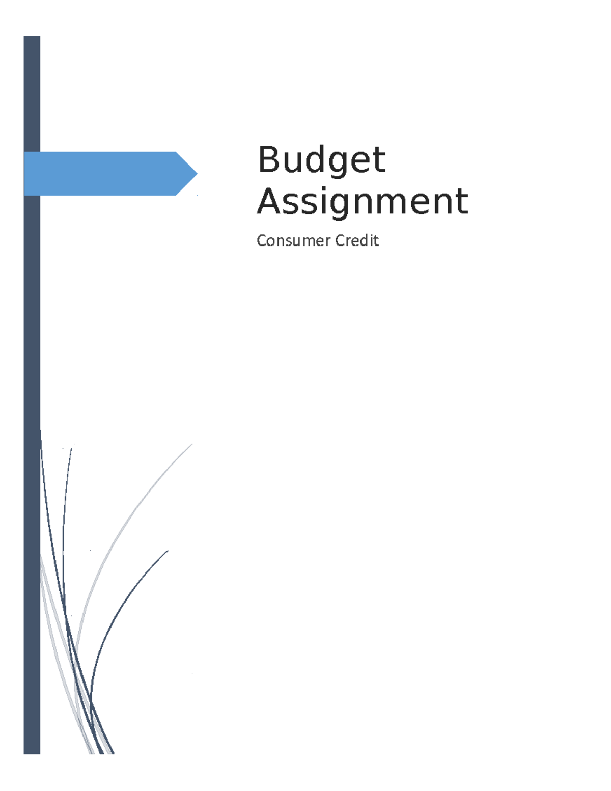 Consumer Credit Budget assignment - savings and investment - Budget ...