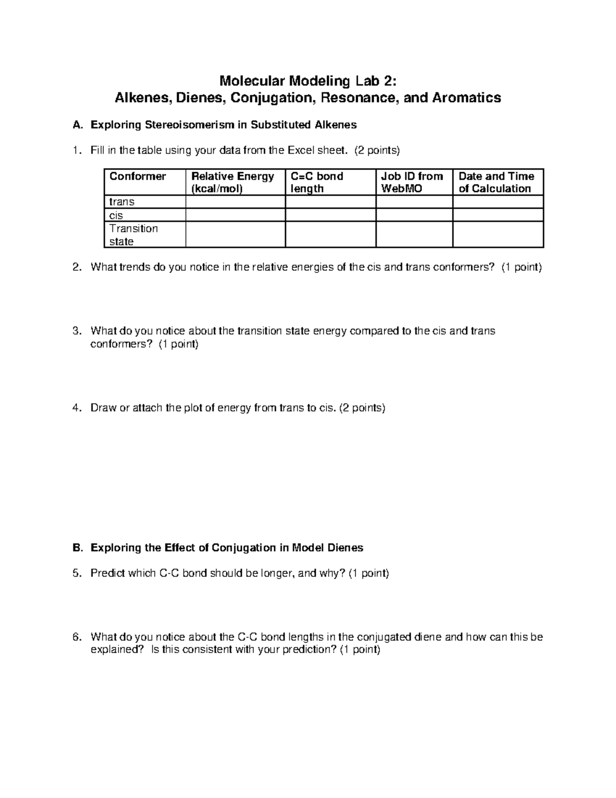 211-2111 Web MO 2 Worksheet Lab 1- lab 2 - Molecular Modeling Lab 2 ...