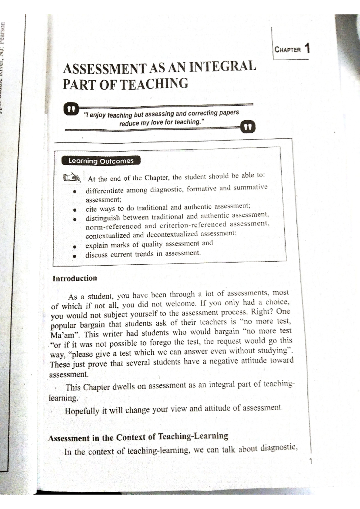 Chapter-1 - assessment - CHAPTER 1 ASSESSMENT AS AN INTEGRAL PART OF ...