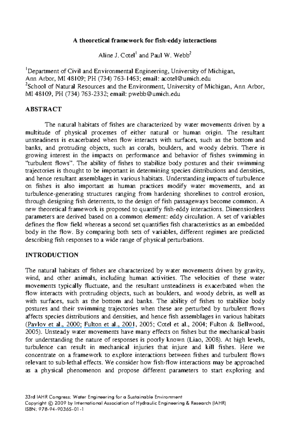 A theoretical framework for fish eddy in - A theoretical framework for ...