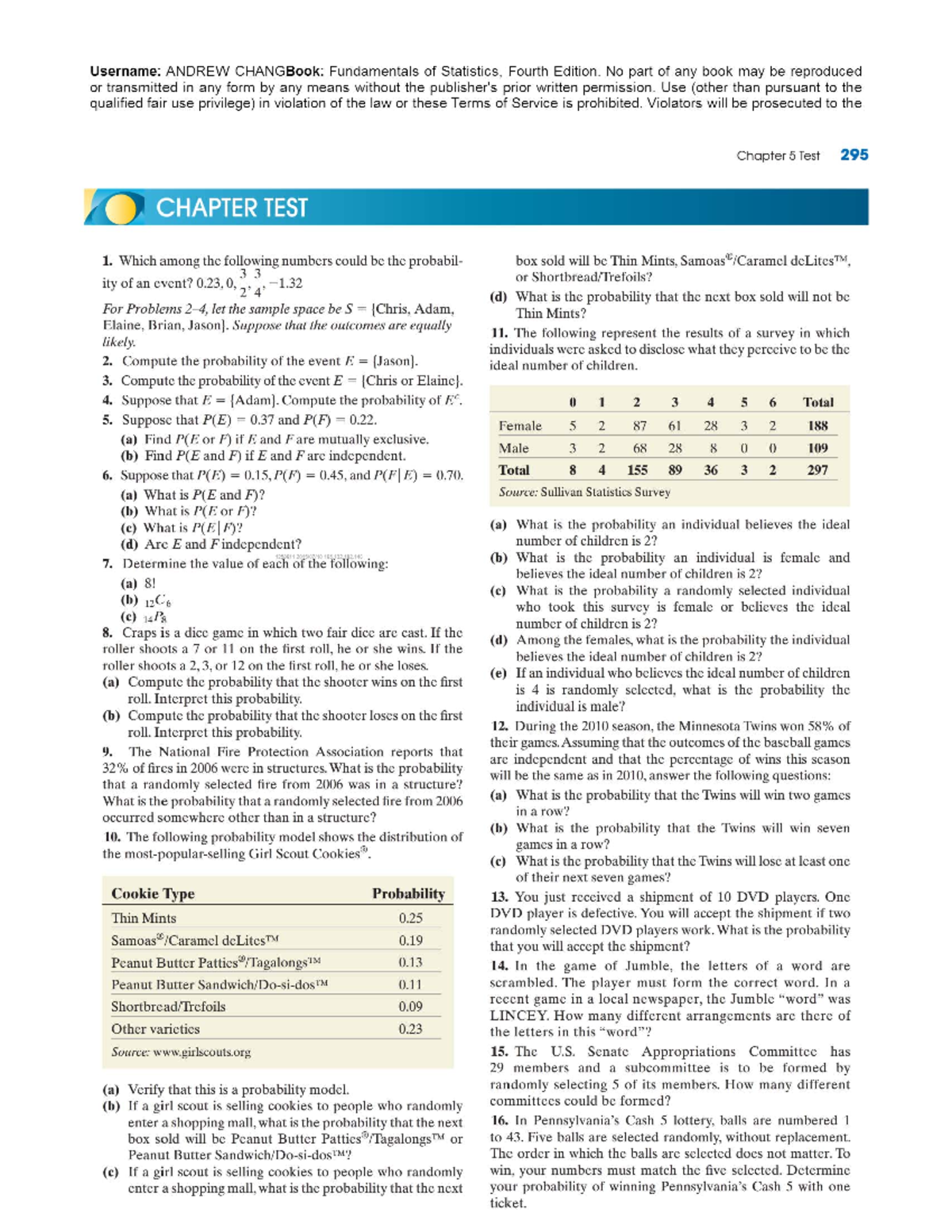Ch - Ch5 chapter test - 통계학입문 - Studocu