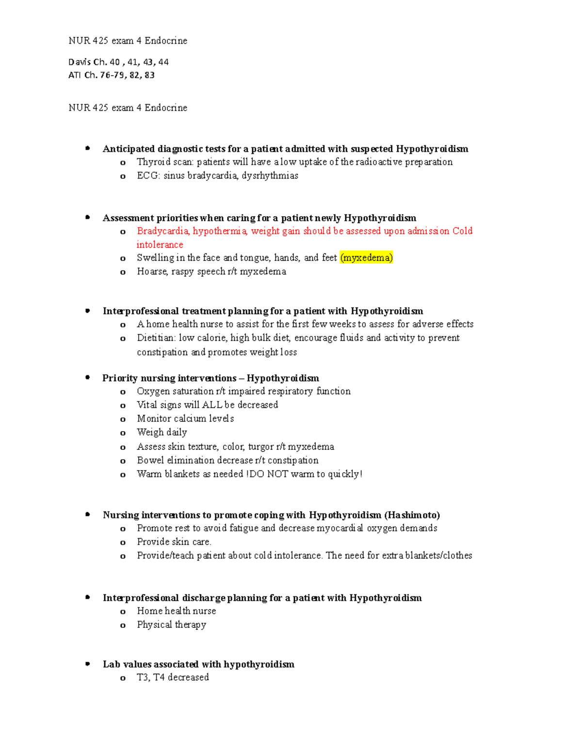 Exam 4 Endocrine study guide - Davis Ch. 40 , 41, 43, 44 ATI Ch. 76-79 ...