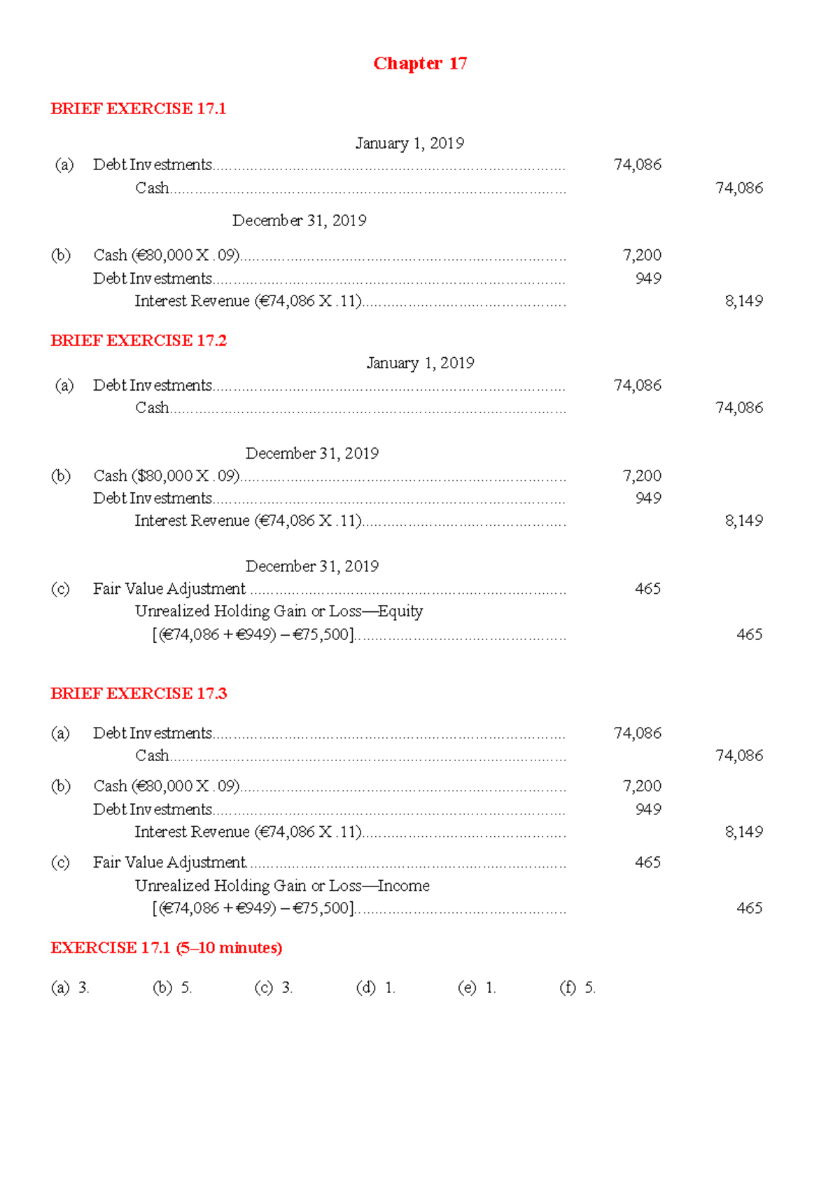 In class ( solutions) chapter 17- Chapter 17 BRIEF EXERCISE 17 (a ...