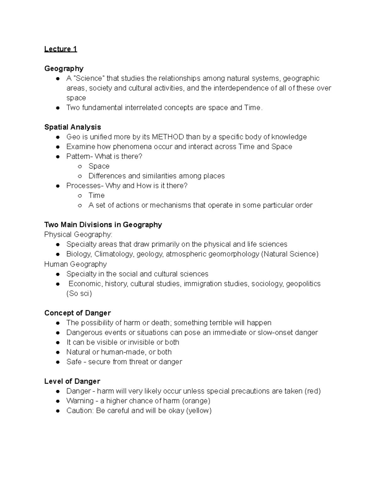 Geo 210 Midterm Notes - Lecture 1 Geography A “Science” that studies ...