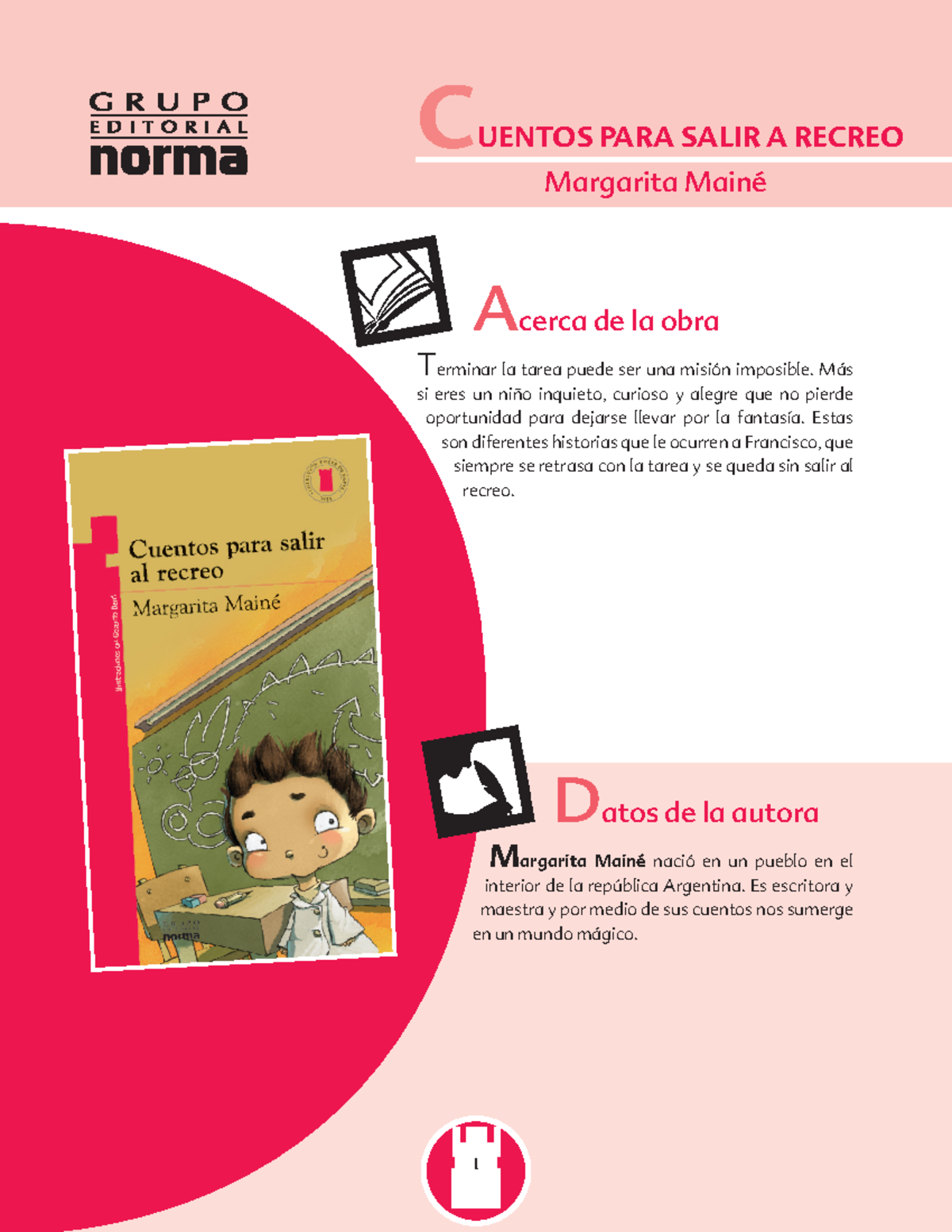 Cuentos para salir al recreo PDF - Terminar la tarea puede ser una ...