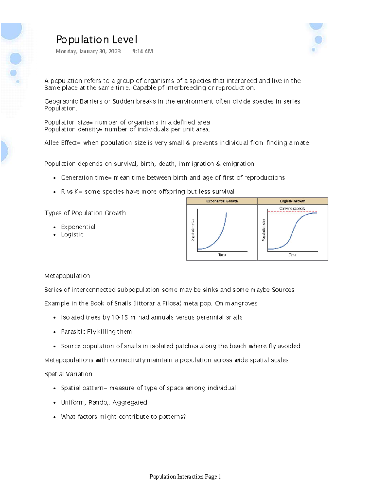 Population Level - A population refers to a group of organisms of a ...