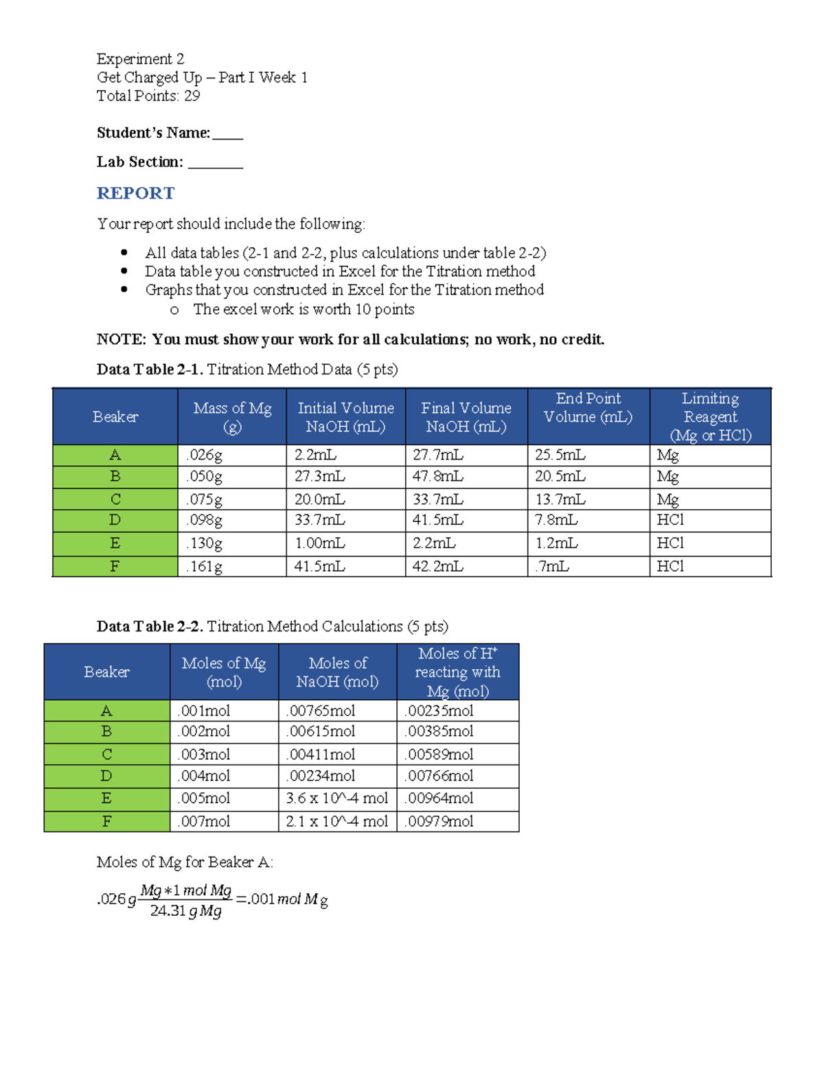 Exp. 2 - Get Charged Up Part 1 - week 1 - Experiment 2 Get Charged Up ...