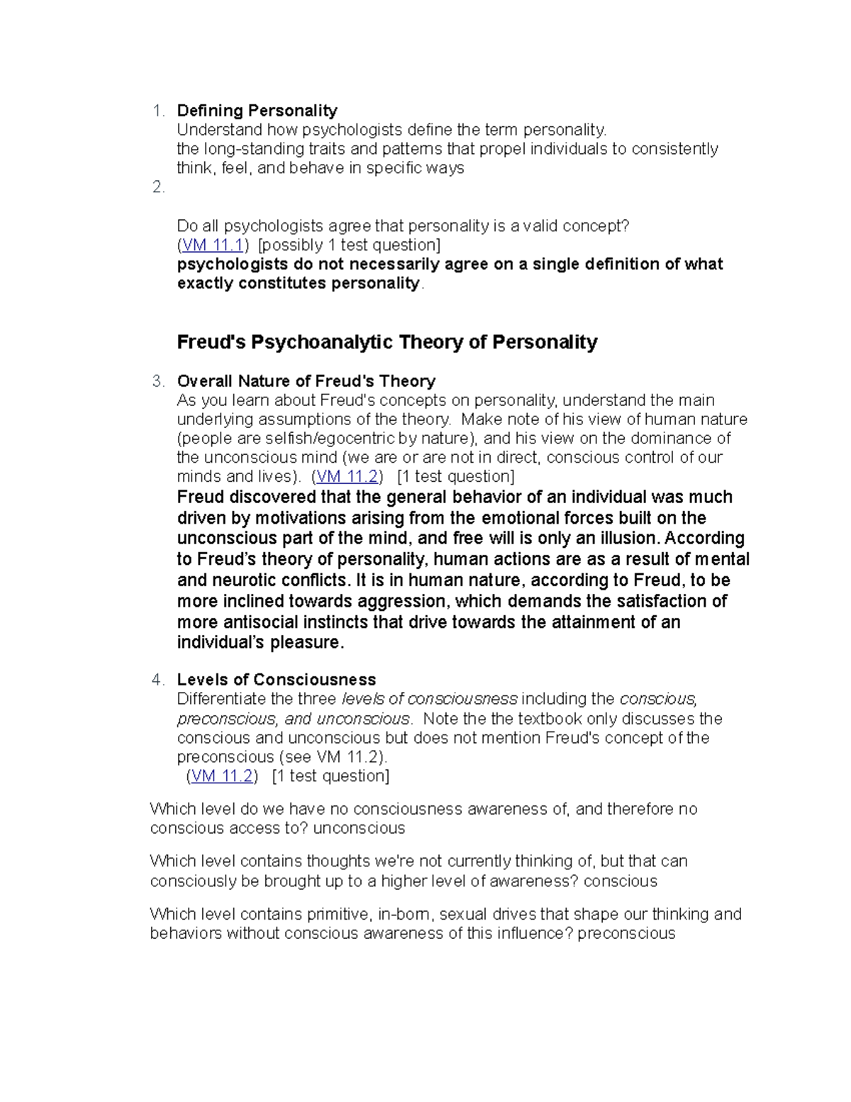 Test 3 - course work - Defining Personality Understand how ...