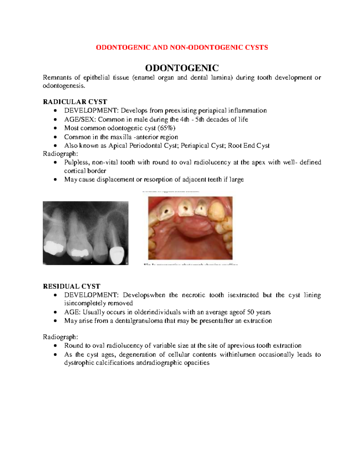 Odontogenic AND NON- Odontogenic CYST - ODONTOGENIC AND NON-ODONTOGENIC ...