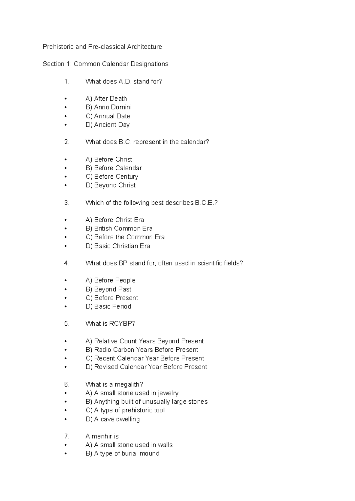 HOA - Prehistoric and Pre-classical Architecture - Prehistoric and Pre ...