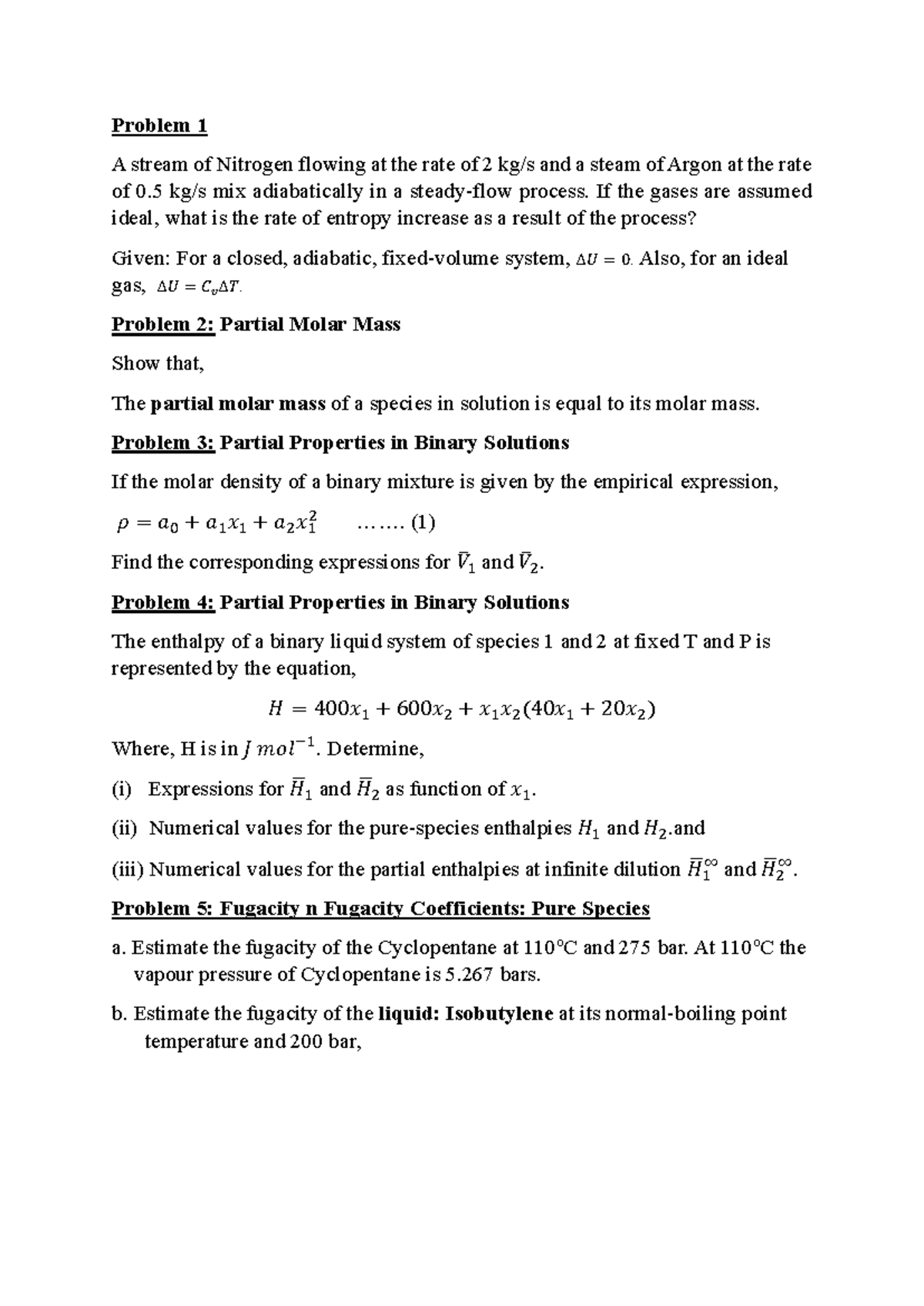 Tutorial Problems - ENCH2TD - UKZN - Studocu