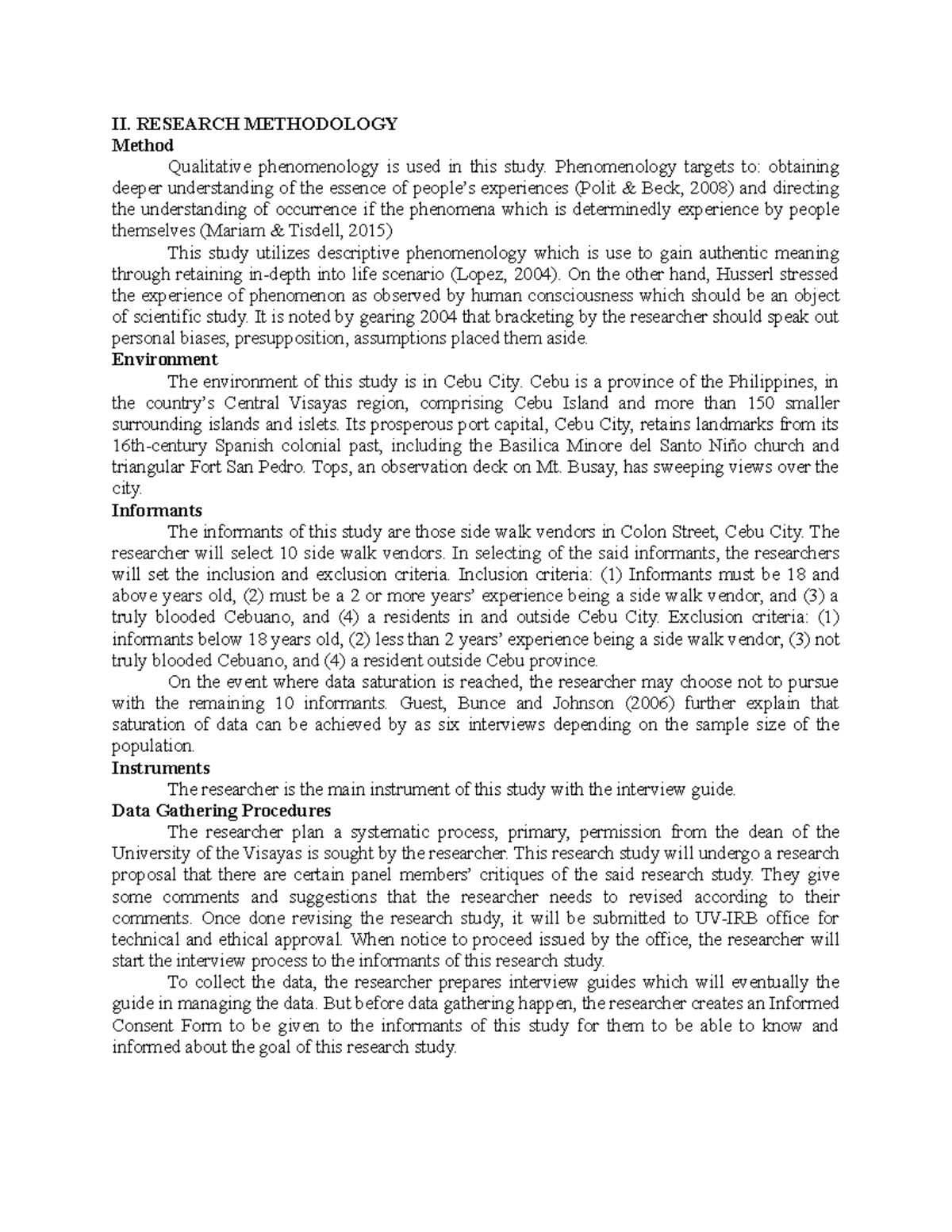 Methodology- Format- Sample - II. RESEARCH METHODOLOGY Method ...