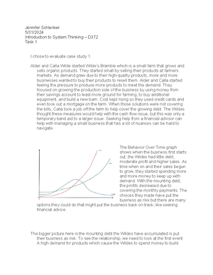 D372 Task 2 - My version of task 2 - Jennifer Schlenker 5/31/ Introduction to System Thinking ...