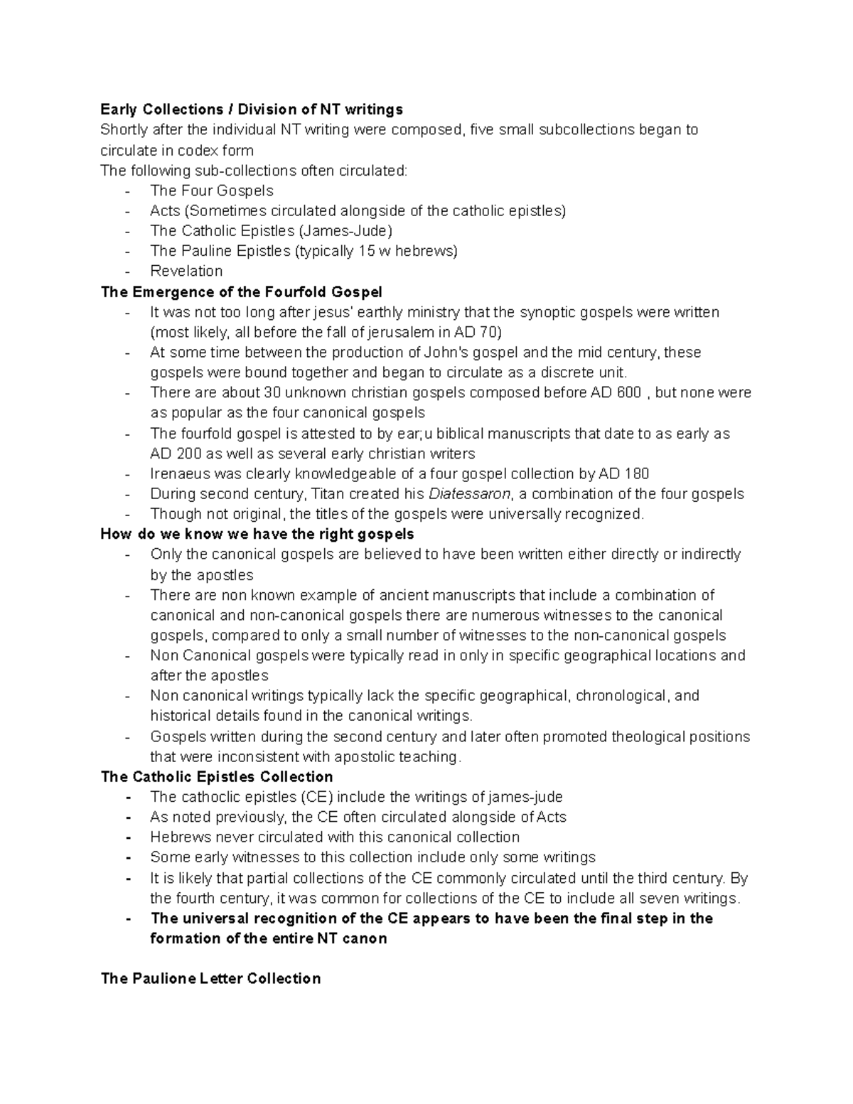 Early Collections Division of NT writings - Early Collections ...