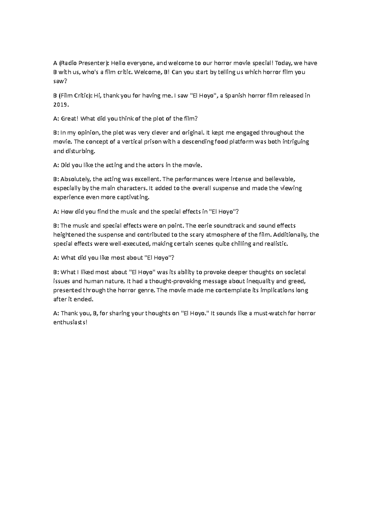 Ingles - vjhhhjdsd dhdhdb - A (Radio Presenter): Hello everyone, and ...