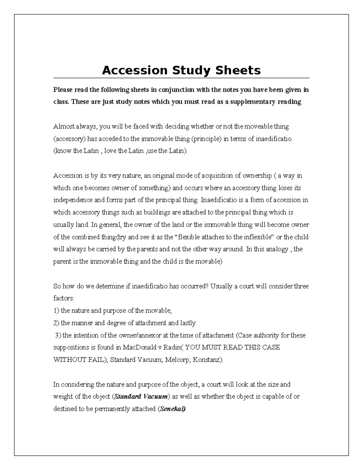Accessio Study Sheets - Accession Study Sheets Please read the ...