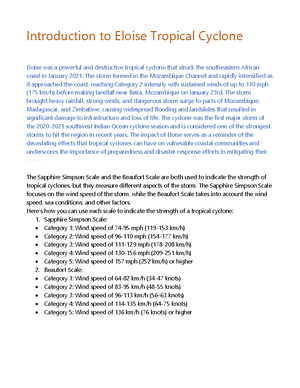 Geography introduction tropical cyclone - Introduction to Eloise ...