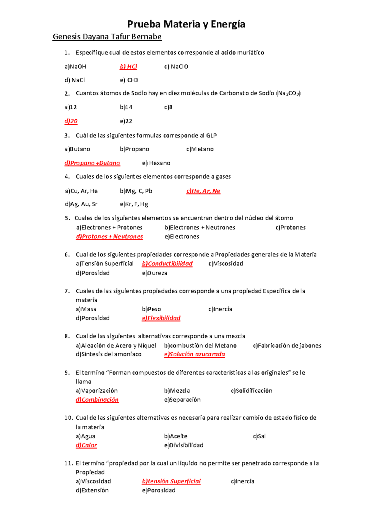 Prueba Materia y Energia - Prueba Materia y Energía Genesis Dayana ...