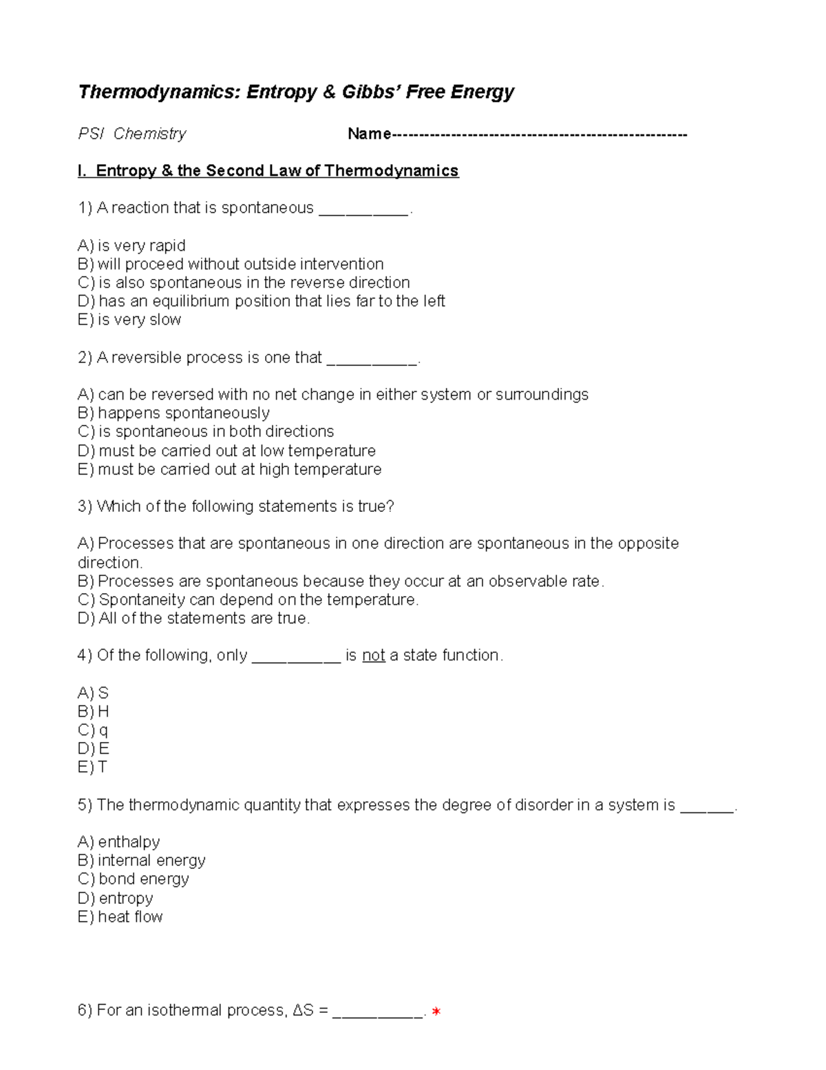 Chem thermodynamics-multiple-choice 2009-05-13 - Thermodynamics ...