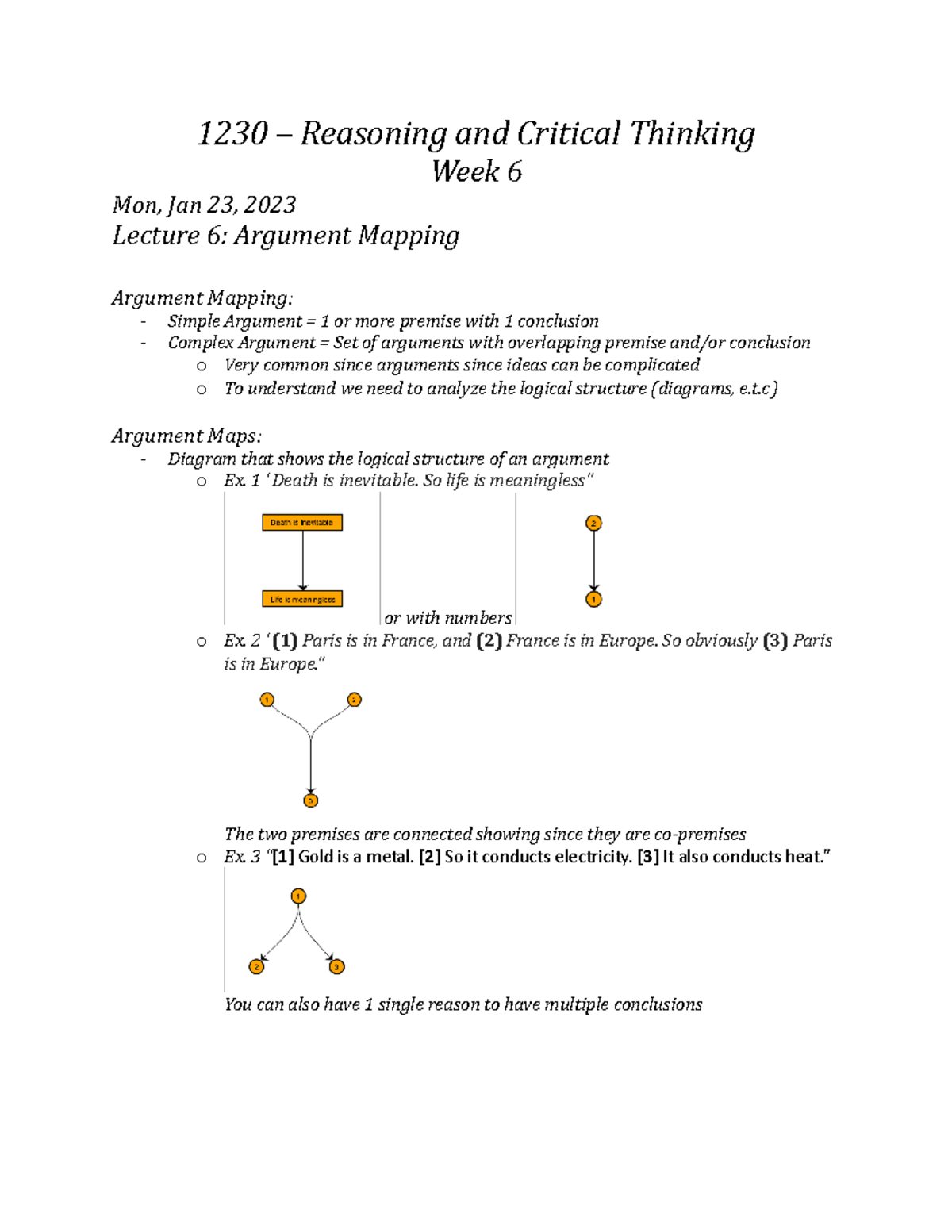 1230 Week 6 - Weekly Lecture Notes - 1230 – Reasoning and Critical ...