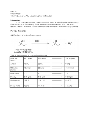 Chem Pre-lab 5 - This is for the organic chemistry I lab. - Pre-lab ...