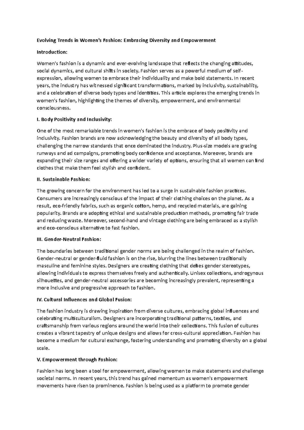 Evolving Trends in Womens Fashion - Fashion serves as a powerful medium ...