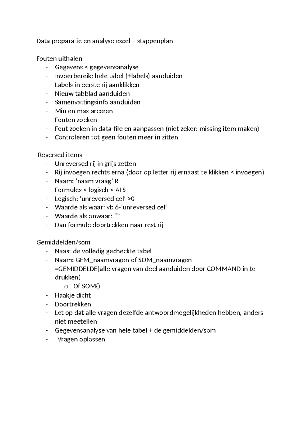 Excel stappenlpan: mac - Data preparatie en analyse excel – stappenplan ...