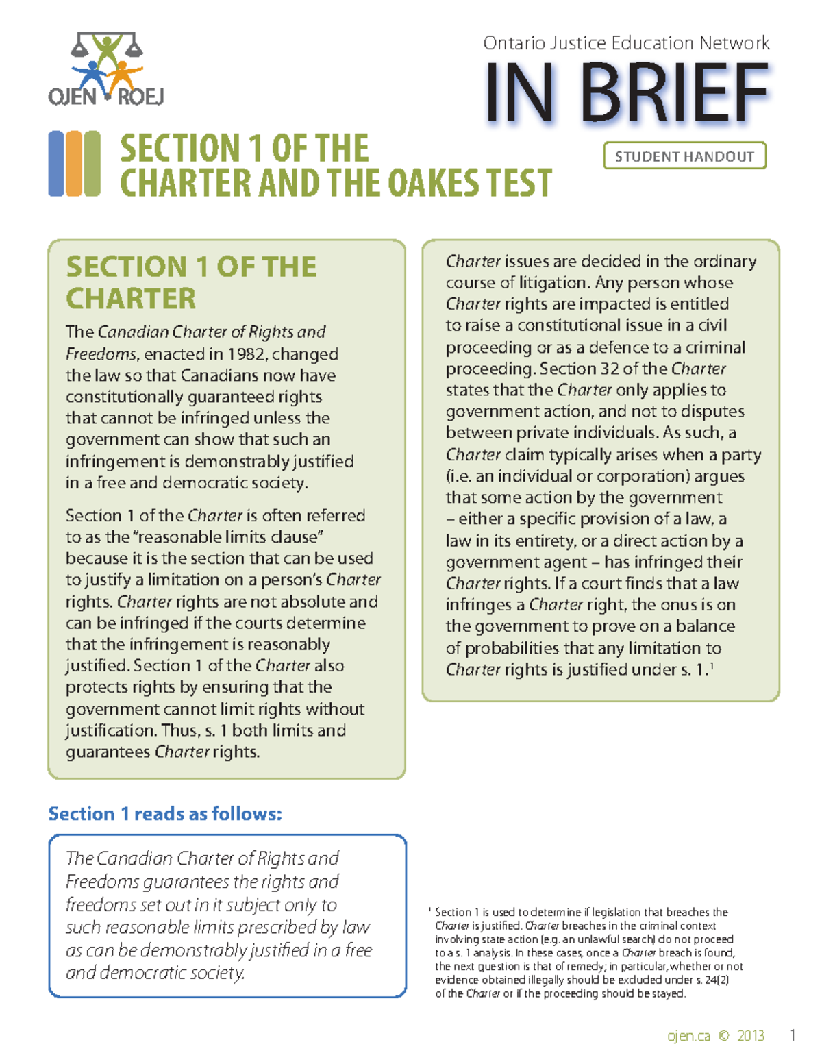 In-Brief Student Section-1-and-Oakes 0 - SECTION 1 OF THE CHARTER The ...