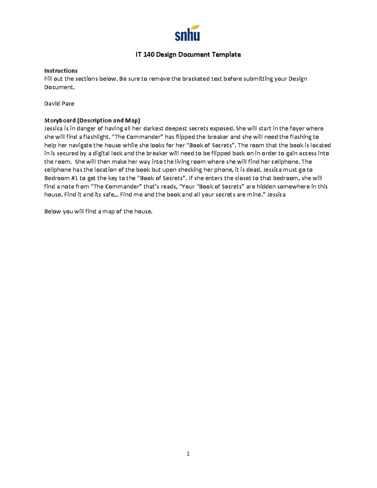 Project One IT140 - IT 140 Design Document Template Instructions Fill ...