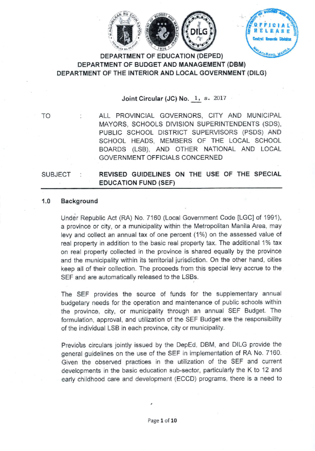 Resolution Deped-dilg - DEPARTMENT OF EDUCATION (DEPED) DEPARTMENT OF ...