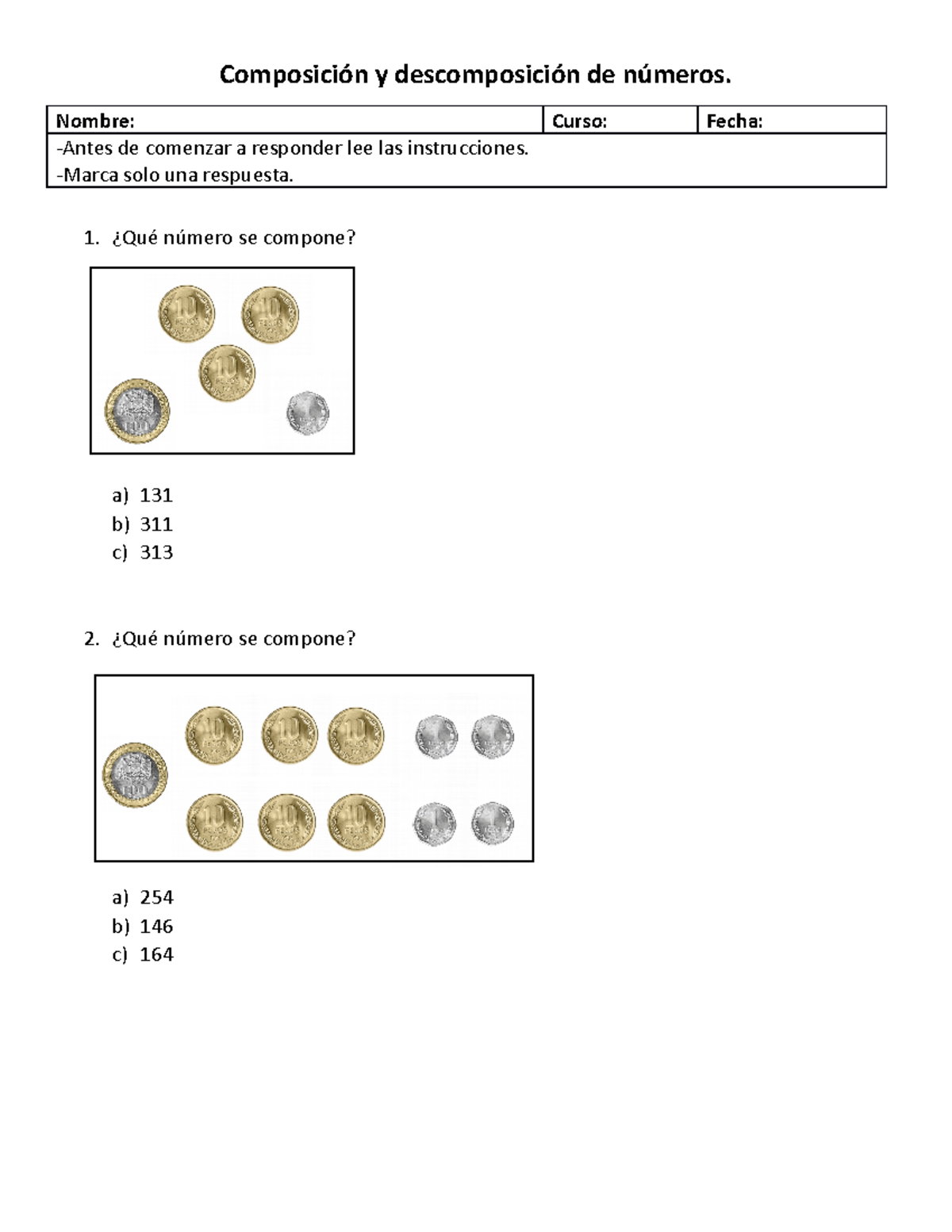 Prueba composicion y descomposicion - Composición y descomposición de ...