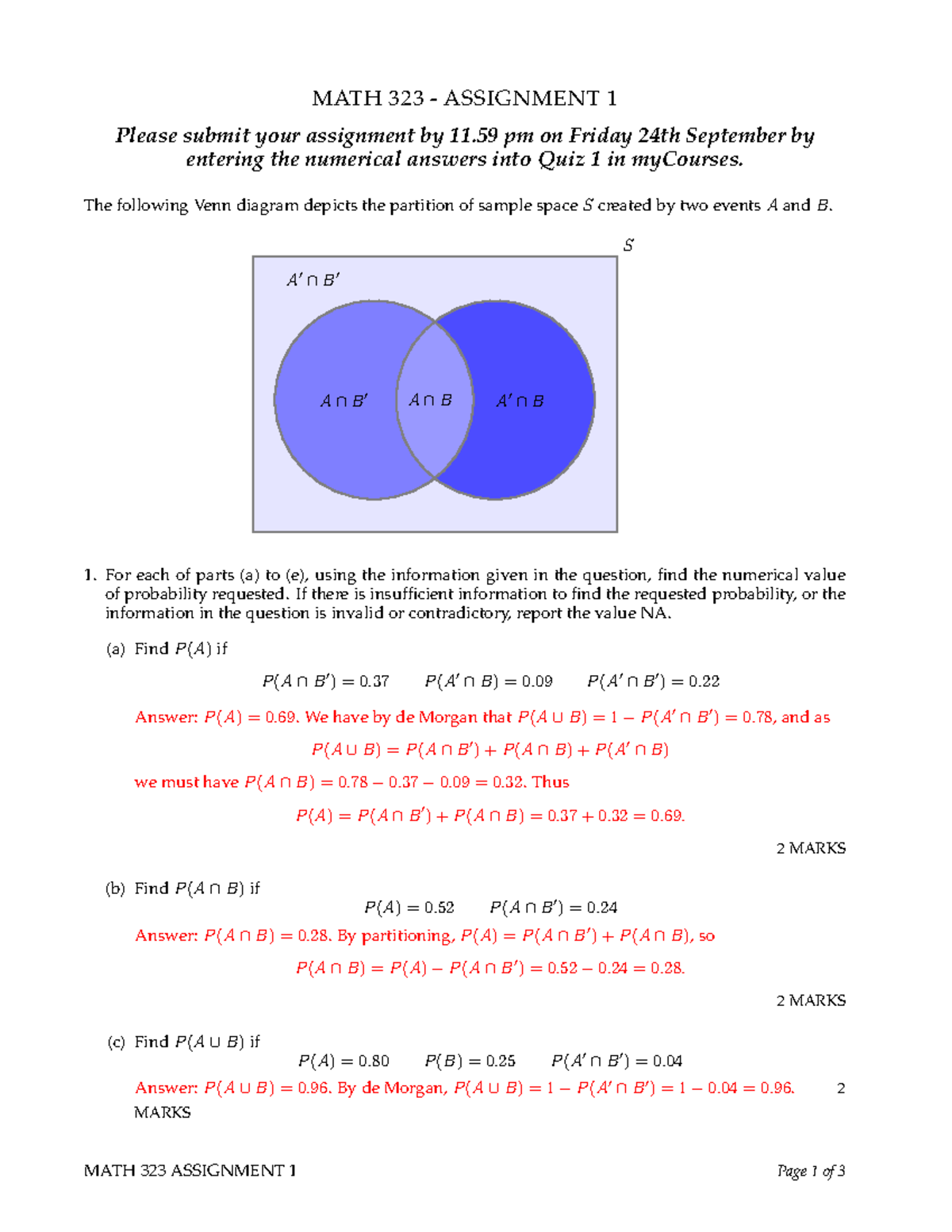 Math323-2021 - Assign 1 - ANSWERS - MATH 323 - ASSIGNMENT 1 Please ...