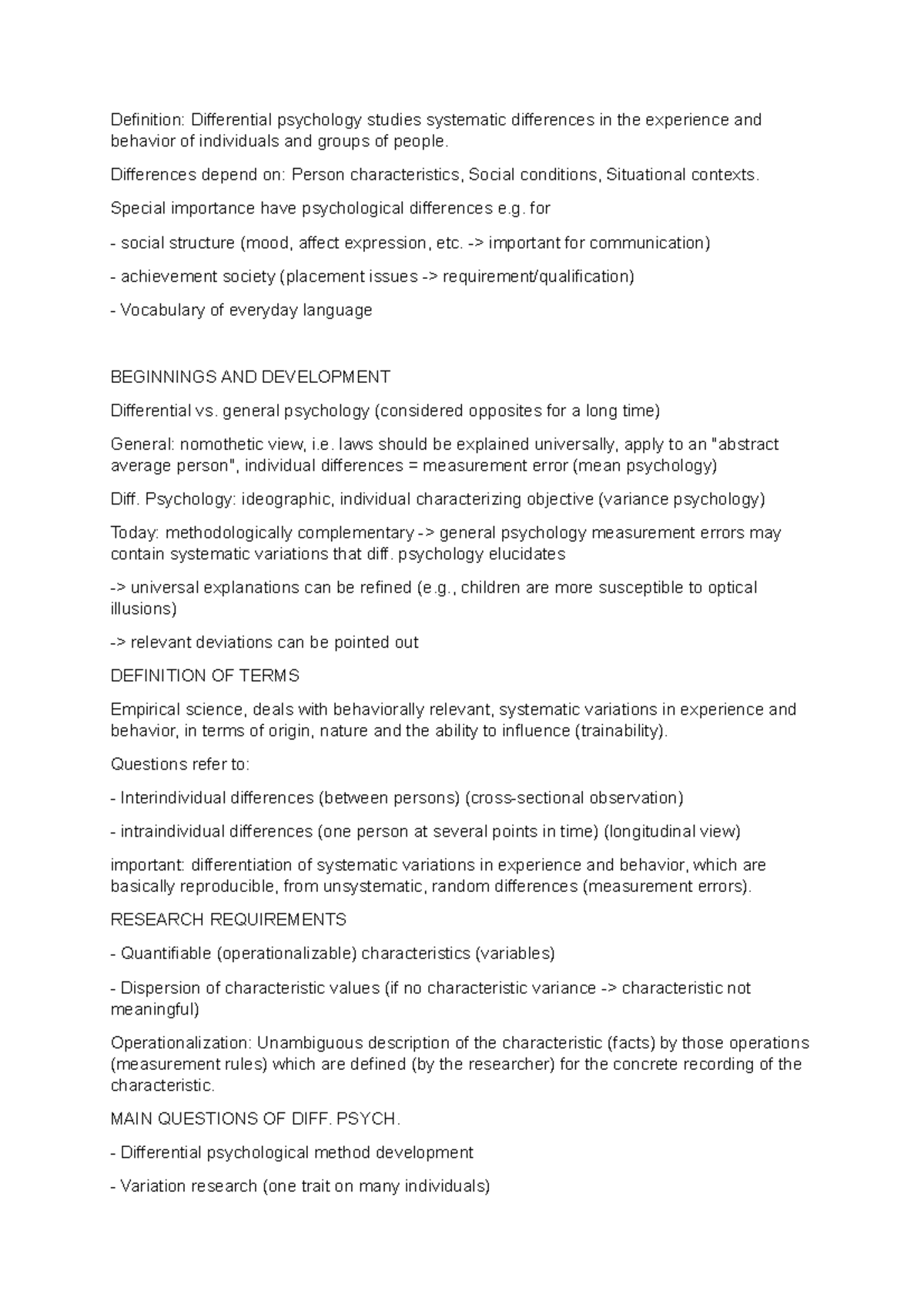 Definition - Psycho - Definition: Differential psychology studies ...