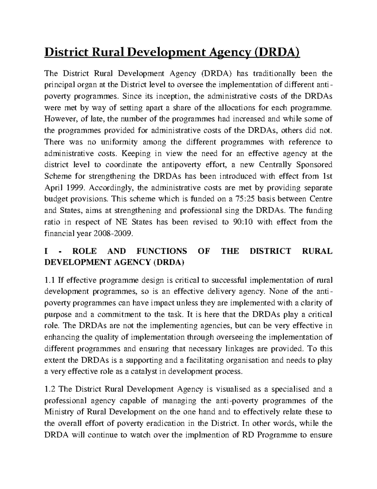 DRDA - Notes for DRDA - District Rural Development Agency (DRDA) The ...