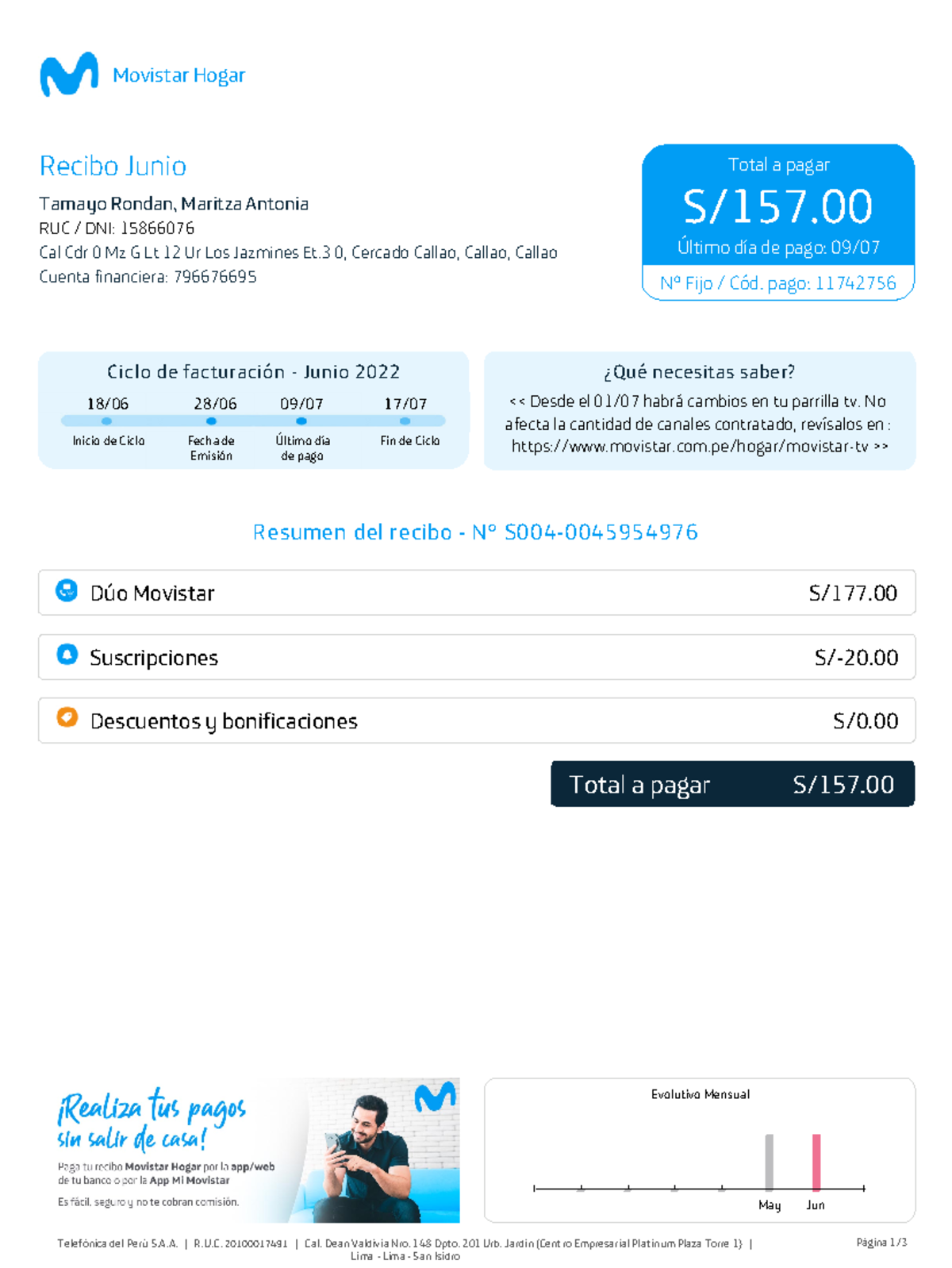 Recibo Internet - saddsa - Telefónica del Perú S.A. | R.U. 20100017491 ...
