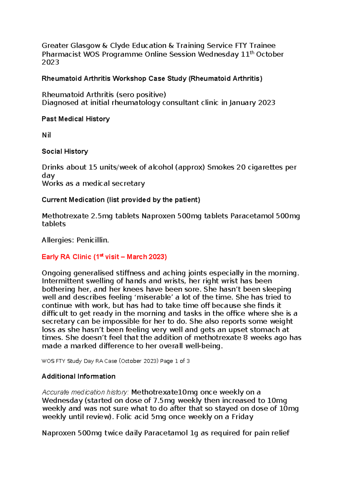 Gout case for hospital webinar 1 - Greater Glasgow & Clyde Education ...