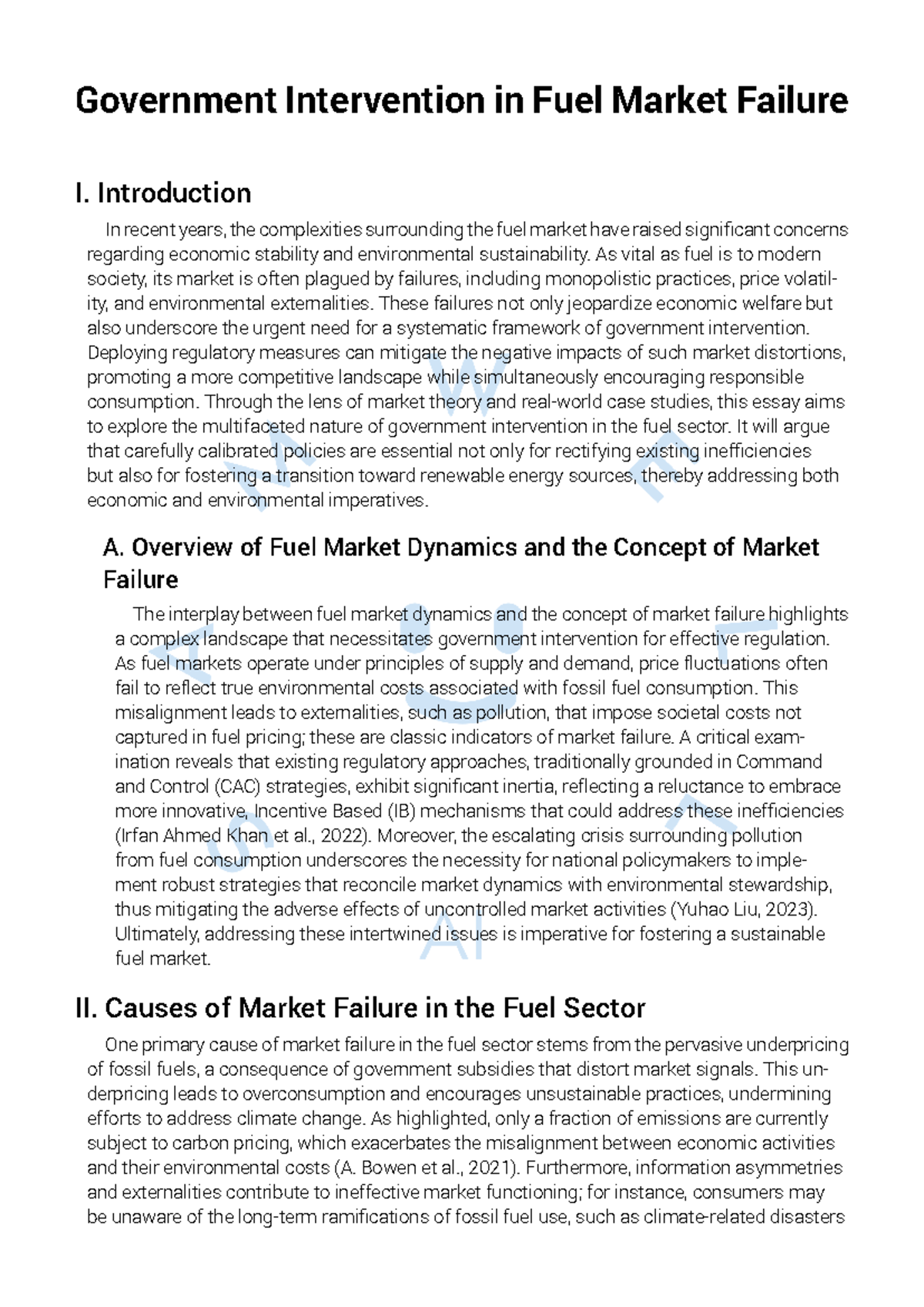 Government intervention in fuel market failure - Government ...