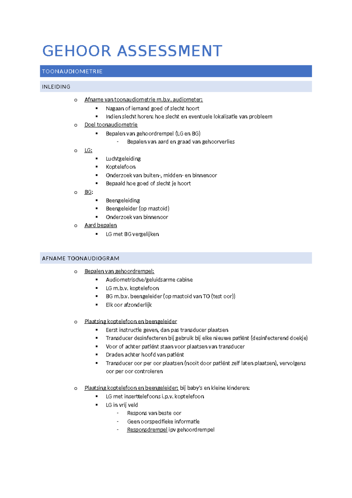 Toonaudiometrie - Samenvatting Assessment van gehoor - GEHOOR ...