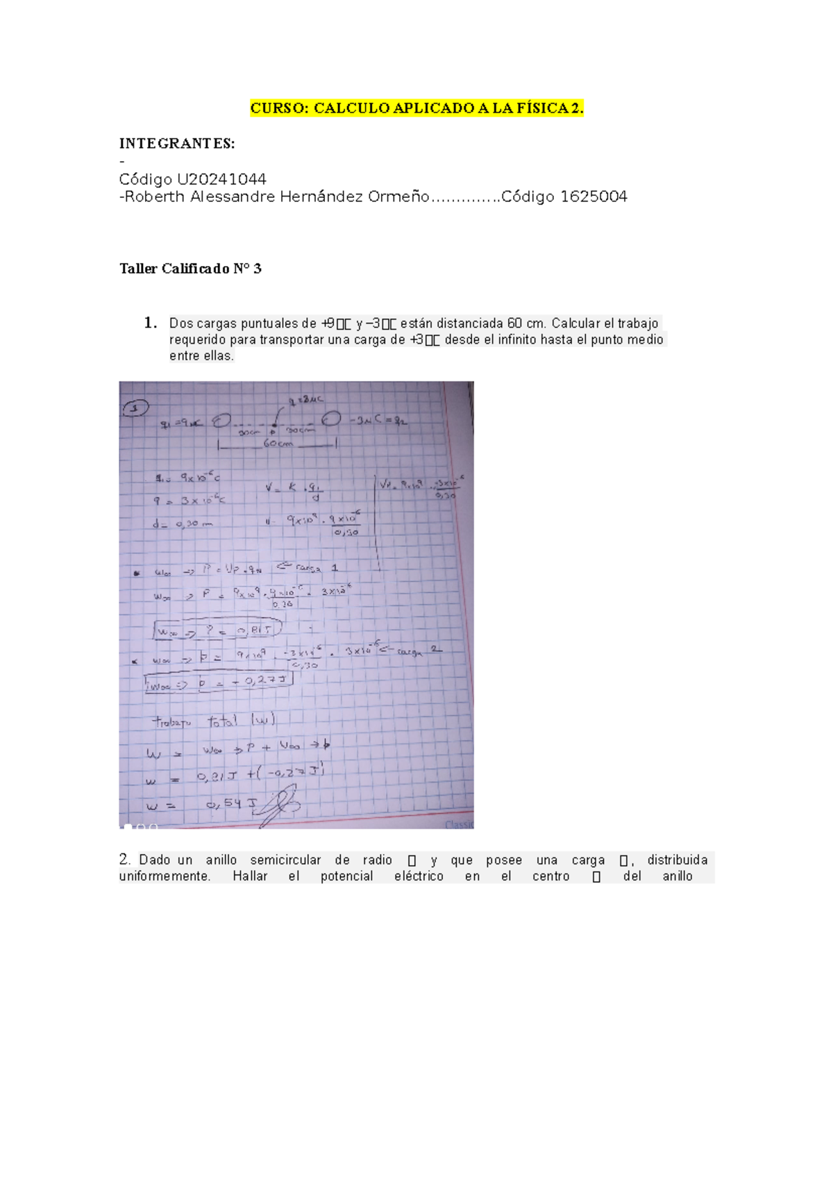Taller 3 caf2 grupo 111 - CURSO: CALCULO APLICADO A LA FÍSICA 2 ...
