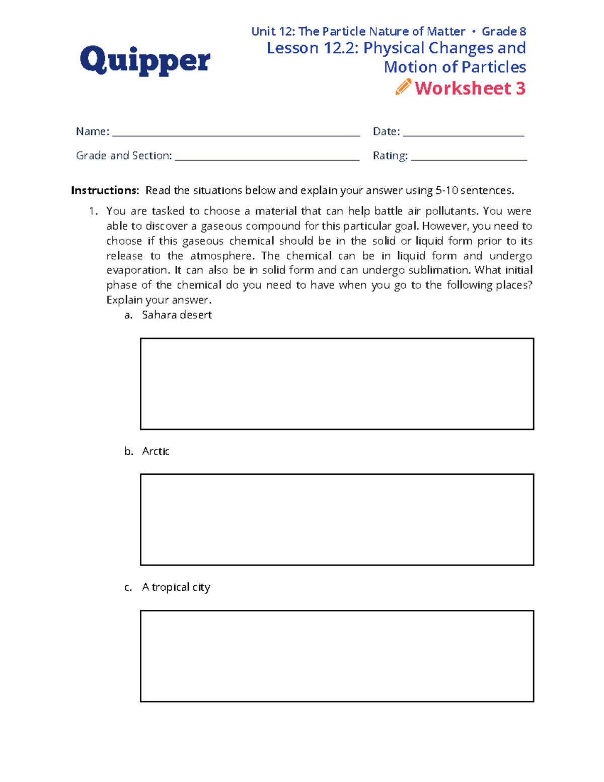 Science-8-12 - lesson - Unit 12: The Particle Nature of Matter • Grade ...