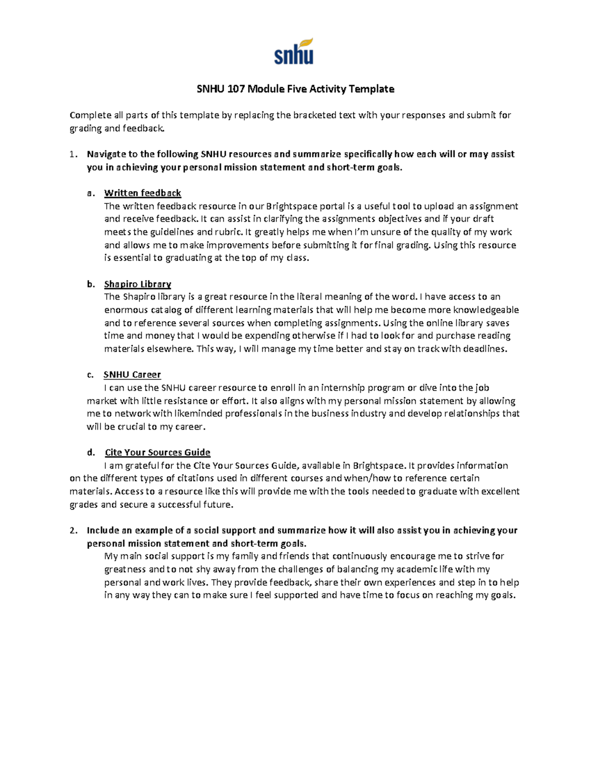 SNHU 107 Module Five Activity - Navigate to the following SNHU ...