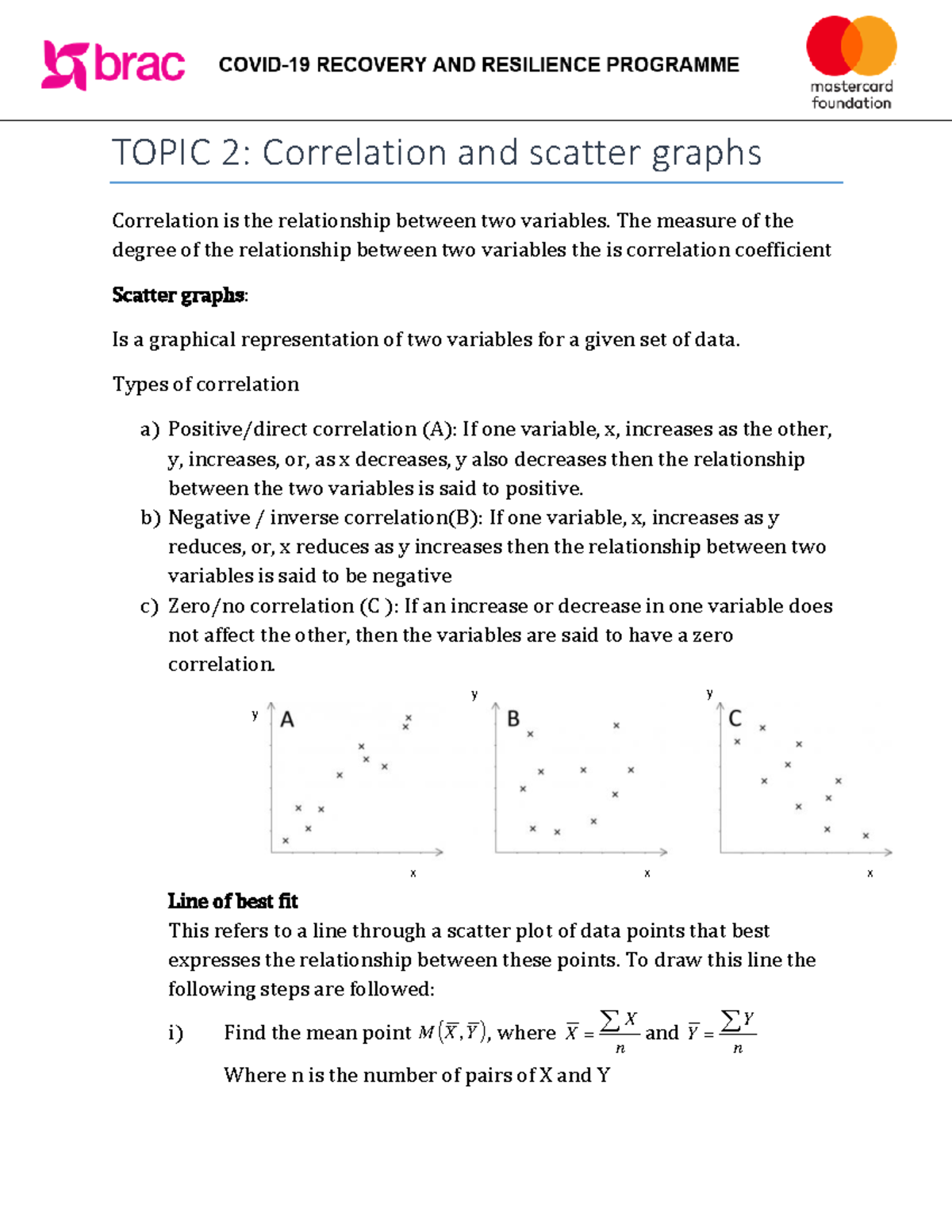 2. Correlation and Scatter Graphs(1) - TOPIC 2: Correlation and scatter ...