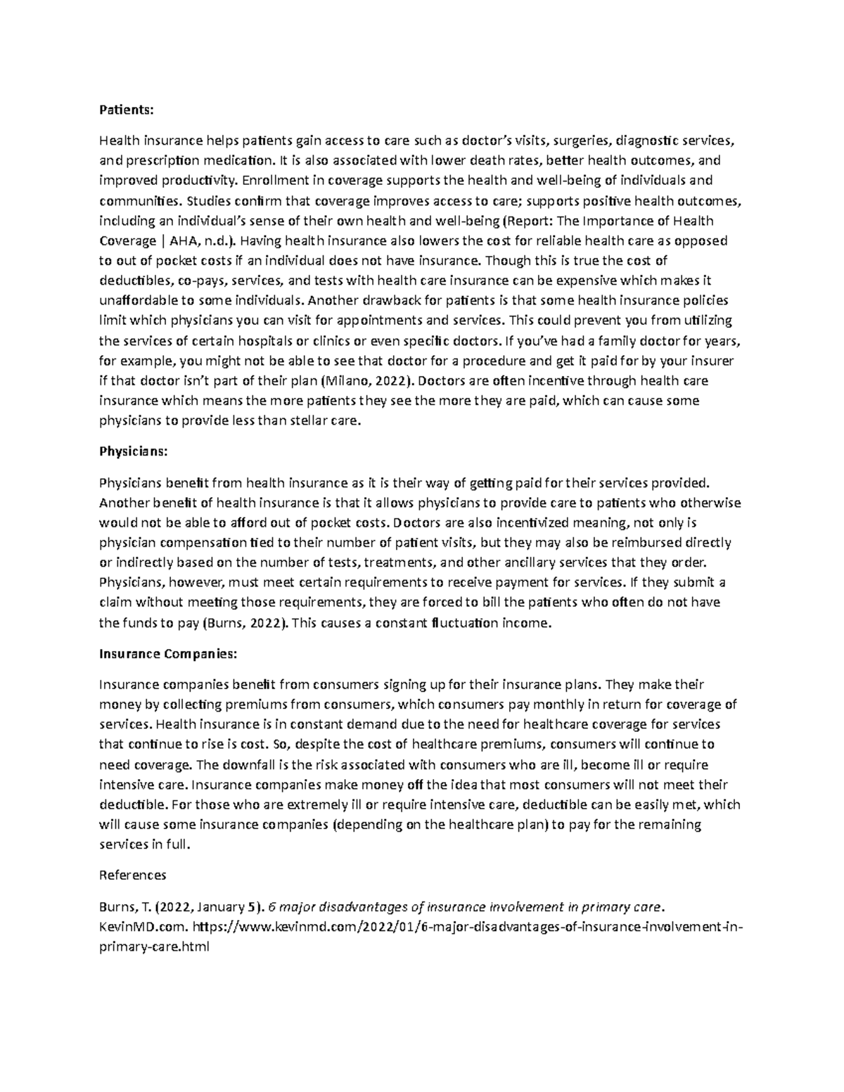 6-1 Discussion - Patients: Health insurance helps patients gain access ...