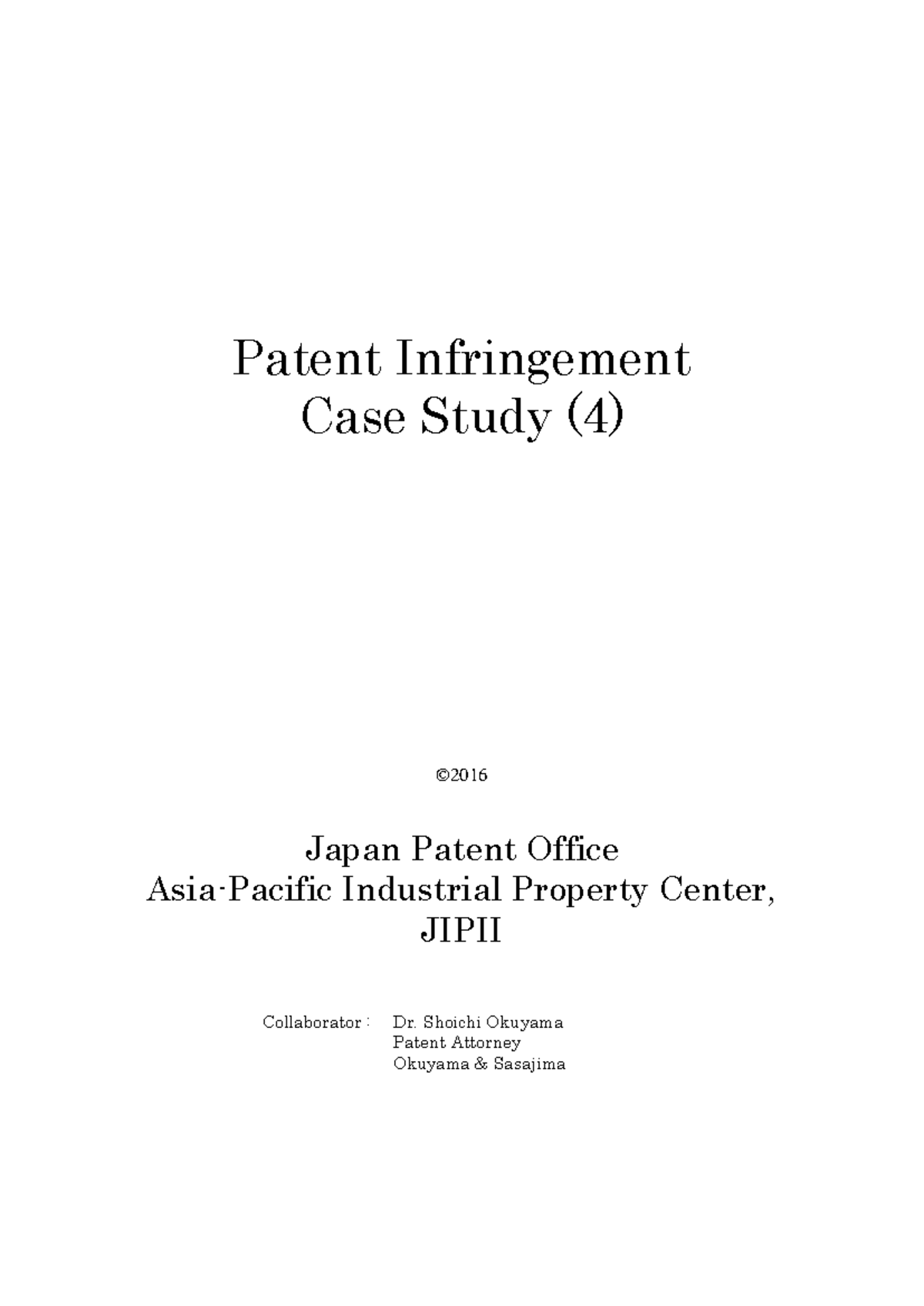 Patent infringement case study 4 2016 - Patent Infringement Case Study ...
