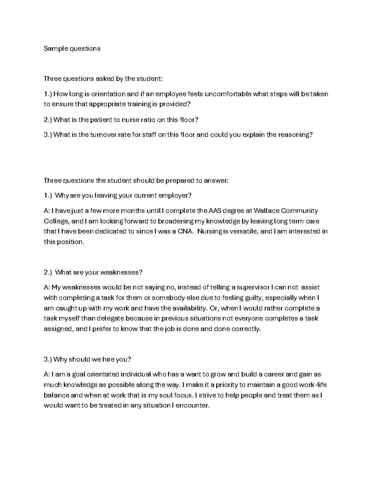 Sample questions - Sample questions Three questions asked by the ...