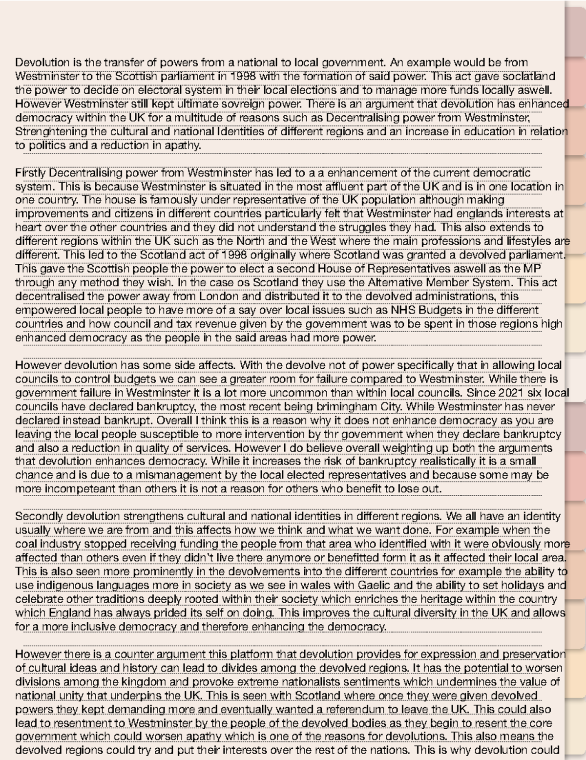 30 m view that devolution has enhanced democracy paper 1 - Devolution is the transfer of powers ...