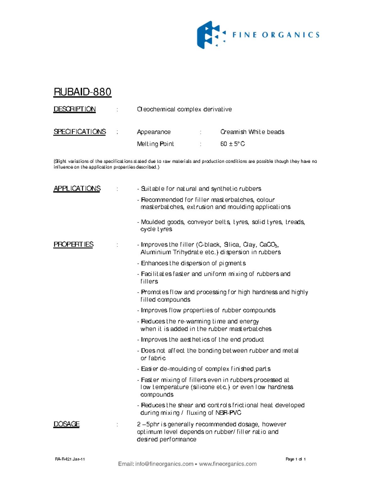 Rubaid-880 - fadfdsfafa - RA-R-421 Jan-11 Page 1 of 1 RUBAID ...