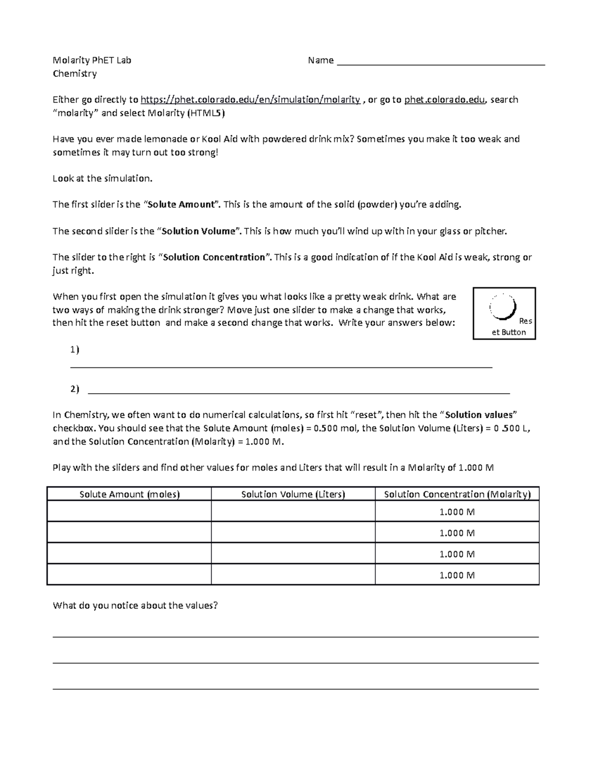 Molarity Ph ET Lab - n/a - Molarity PhET Lab Name