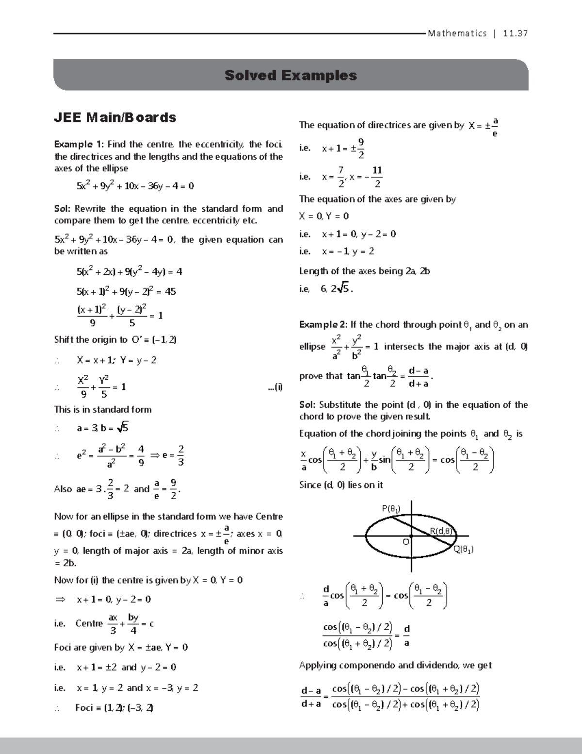 Questions(ellipse) - Mathematics | 11. The equation of directrices are ...